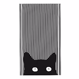 Ideolocator Funny Black Cat Hand Towel for Bathroom Soft Large Decorative Hand Towel Trellis Towel Multipurpose for Bathroom, Hotel, Gym and Spa (27.5x15.7in, White) Chic Boho Exotic