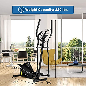 Goplus Elliptical Machine Trainer, Cross Trainer Magnetic Exercise Machine for Home with 8 Level Resistance and Digital Monitor and Extra-Large Pedal (Black)