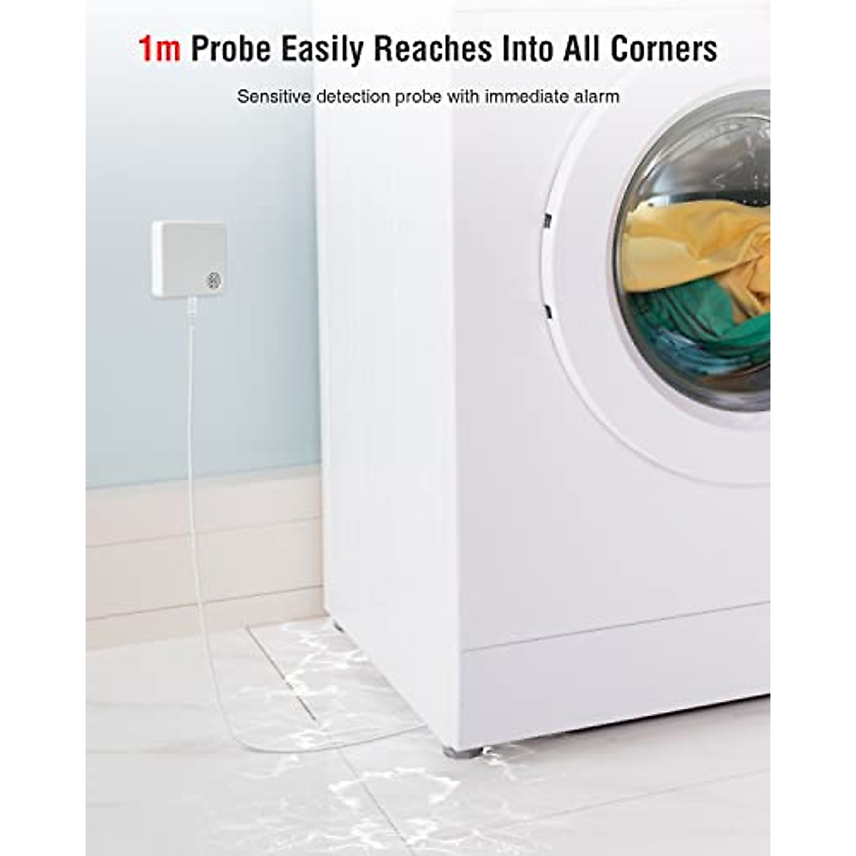 MOCREO SW2 Water Leak Detector Sensor with 95dB Alarm, Hub Required, No Subscription Fee, Home Wireless Flood Monitor for Basement, Laundry, Pipe Leakage, Sink Overflow