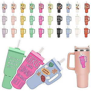 Stanley Tumbler Stickers for Water Bottles, 30 PCS Vinyl Waterproof Cute Stickers for Stanley Cup, Hydroflask, Laptop, Skateboard & Phone, Luggage Stickers for Teens Girls Kids