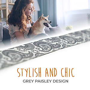 Mighty Paw Grey Paisley Designer Dog Leash - Soft Premium Polyester With Neoprene Padded Handle For Ultimate Comfort - All Metal Hardware For Most Playful Dogs - Built To Last - Perfect Everyday Leash