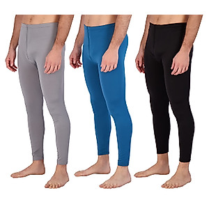 3 Pack:Mens Thermal Underwear Base Layer Fleece Lined Fly Long Johns Bottom Pants Warm Long Johns Compression Underpants Cold Tights Leg Warm termicos Hombre Leggings Training Tights Snow- Set 3, M