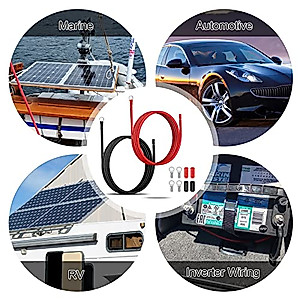 PAEKQ 10 Gauge Tray Cables Solar 10AWG(6mm²) Power Inverter Battery Cables PV Tinned Copper Electrical Wire with O-Type Terminal for Solar Panel Marine Boat RV Automotive Harness Wiring(10FT)