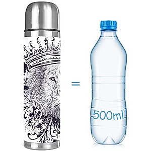Lion King Stainless Steel Water Bottle, Leak-Proof Travel Thermos Mug, Double Walled Vacuum Insulated Flask 17 OZ