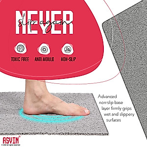 Asvin Soft Textured Bath, Shower, Tub Mat, 24x16 Inch, Phthalate Free, Non Slip Comfort Bathtub Mats with Drain, PVC Loofah Bathroom Mats for Wet Areas, Quick Drying