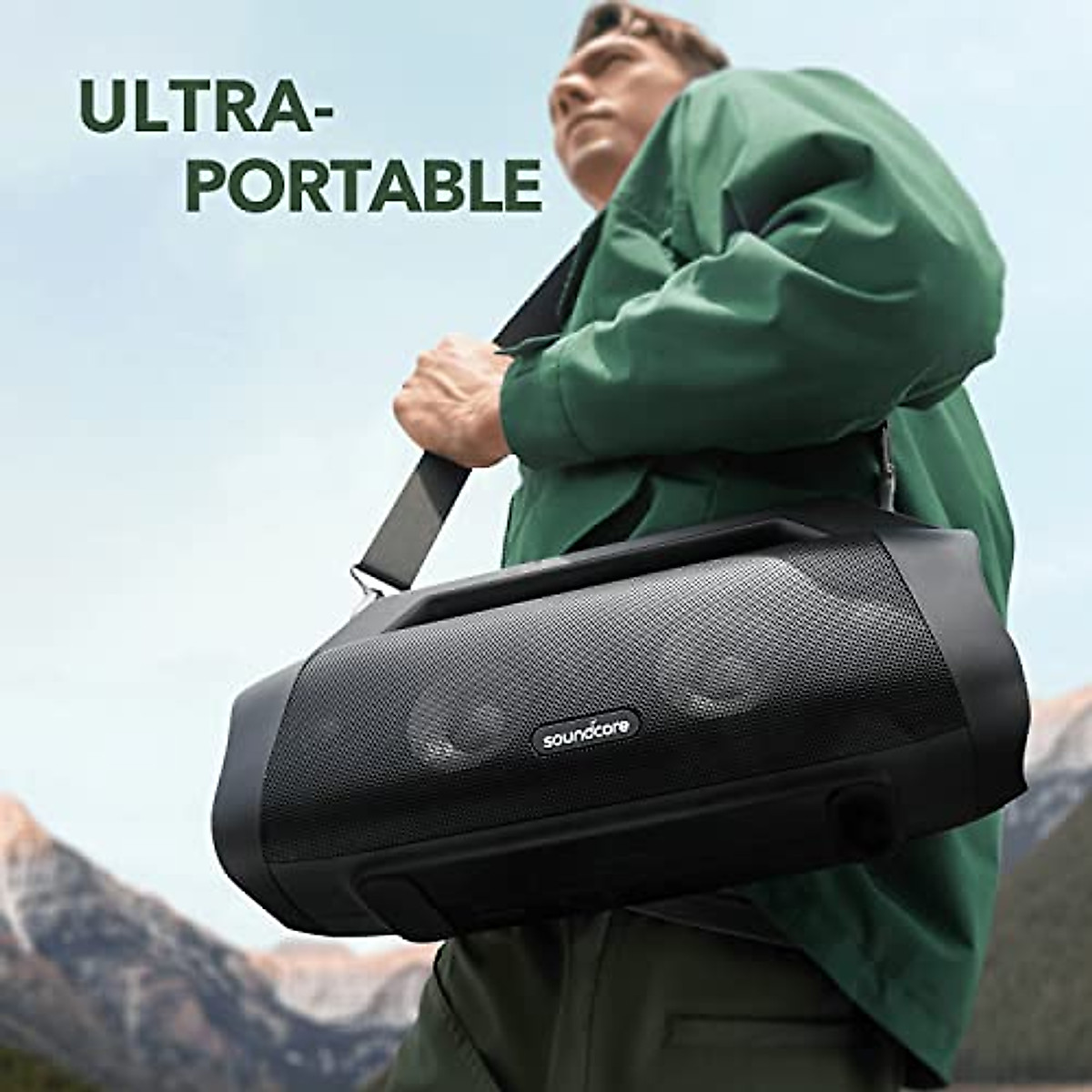 Soundcore Anker Motion Boom Plus IP67 Outdoor Speaker, 80W Stereo Sound, Custom EQ & BassUp, USB-C, Bluetooth, Built-in Power Bank, Waterproof Bluetooth Speaker for Camping, Pool, Beach, and Backyard