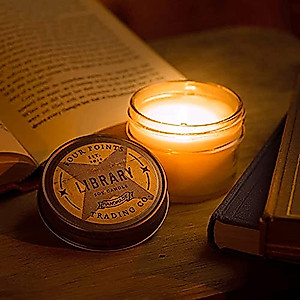 Library Scented Candle - 100% Soy Aromatherapy Candle - Perfect Book Lovers Gift Ideas for Birthday, Anniversary, Christmas, New Year, House Warming and More - Four Points Trading Co. - 4oz