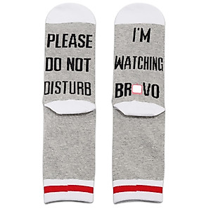 POFULL TV Show Lover Gift Please Do Disturb I'm Watching TV Series Lover Novelty Socks (I'm Watching Bravo Socks)