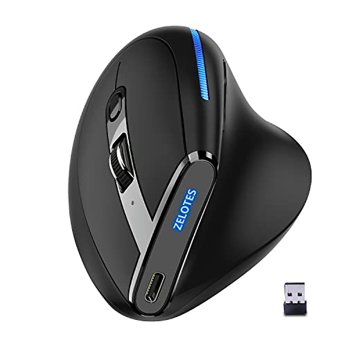 zelotes Ergonomic Vertical Wireless Optical Rechargeable USB Computer Right Handed Mouse