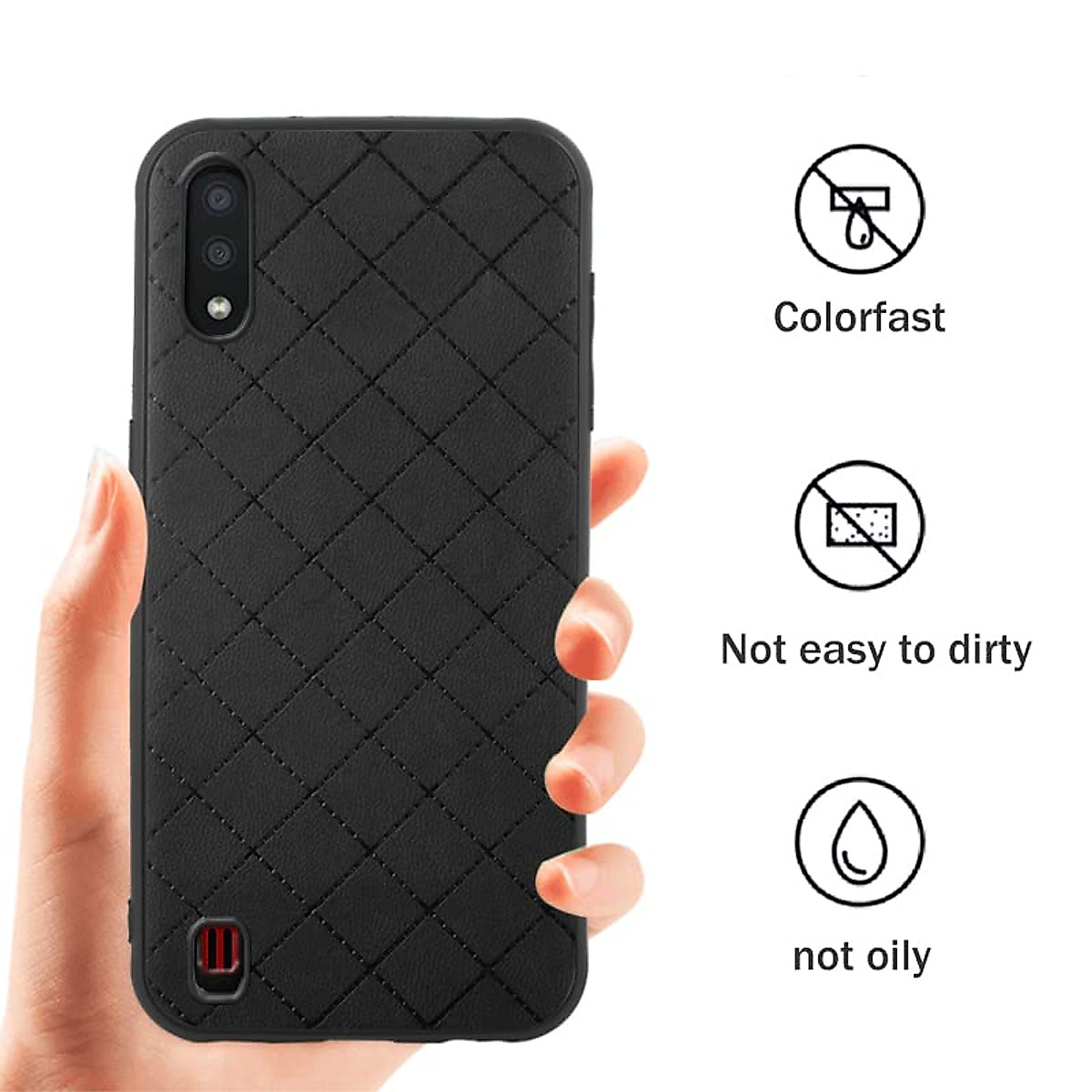 ELISORLI Compatible with Samsung Galaxy A01 Case Rugged Thin Slim Cell Accessories Anti-Slip Fit Rubber TPU Mobile Phone Protection Full Body Cover for Glaxay Ao1 A 01 Gaxaly 01A S01 Women Men Black