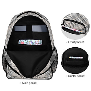 ALAZA Plaid in Pink Gray and White Travel Laptop Backpack Gifts for Men Women Fits 15.6 Inch Notebook
