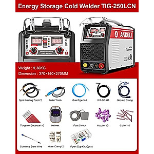 ANDELI TIG Welder 220V Energy Storage Cold Welding Machine with Hot/Cold/TIG Pulse Cold TIG Welding Machine TIG-250CLN