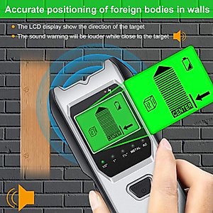 Stud Finder Wall Scanner, 5 in 1 Multi-function Upgraded Smart Stud Sensor, Wall Scanner with Battery for the Center& Edge of Metal, Studs and AC Wire, Pipe Locator for Walls