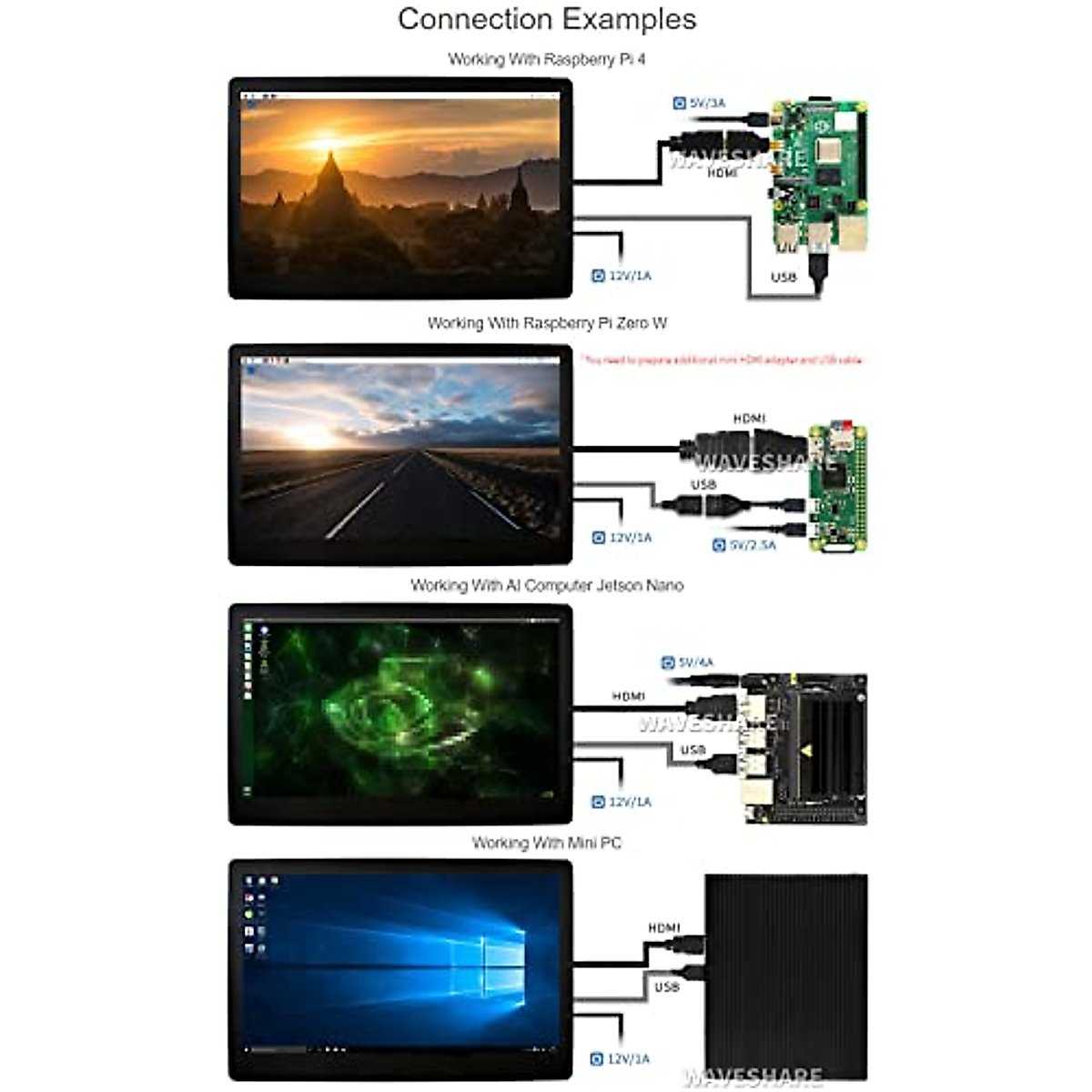 Waveshare 11.6inch IPS Capacitive Touch Screen LCD 1920×1080 HDMI Display with Toughened Glass Cover Compatible with Raspberry Pi Jetson Nano and BB Black Use as Computer Monitor