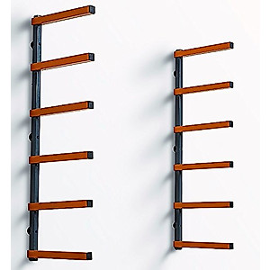 Bora Wood Organizer and Lumber Storage Metal Rack with 6-Level Wall Mount – Indoor and Outdoor Use, In Orange | PBR-001