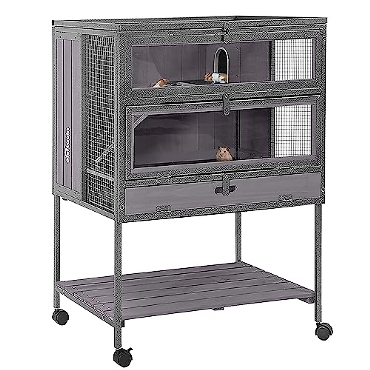 Guinea Pig Cage Metal Frame Hamster Cage Upgrade Anti-Chewing Rat House Indoor Outdoor Use Small Critter Habitat with Plastic Deep Not Leakage Pull Out Tray