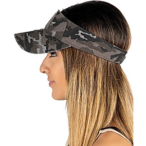 Vintage Distressed Visor Hat: American Flag - Black Camo