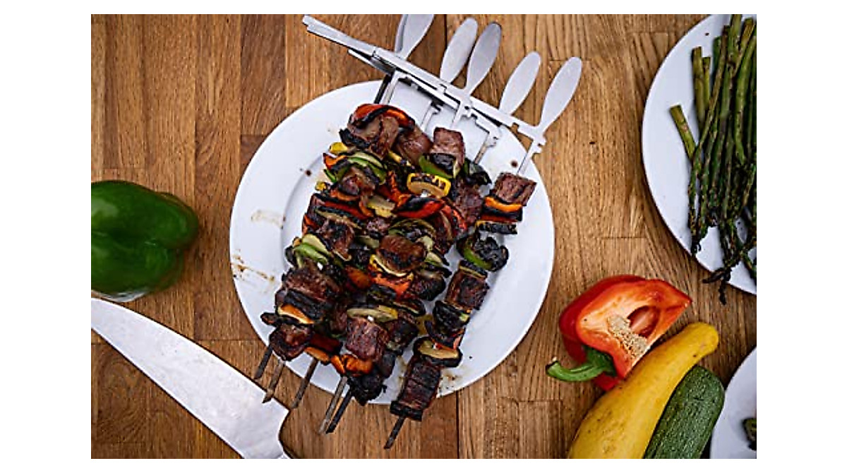 BBQ Dragon Kabob Skewers & Rack: Stainless Steel Grilling Set