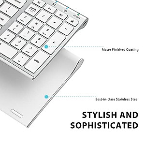 iClever BK10 Bluetooth Keyboard, Wireless Bluetooth Keyboard, Rechargeable Bluetooth 5.1 Multi Device Keyboard with Number Pad Full Size Stable Connection for Mac, Windows, iOS, Android, Laptop