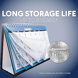 Panasonic CR2032 3.0 Volt Long Lasting Lithium Coin Cell Batteries in Child Resistant, Standards Based Packaging, 2-Battery Pack