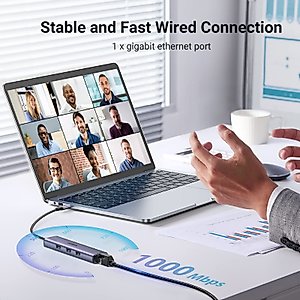 UGREEN USB C to Ethernet Adapter, 4 in 1 USB C Hub Ethernet with 3 USB 3.0 Ports/Gigabit Rj45, Plug & Play, Thunderbolt (3/4) to Network Adapter for MacBook Pro/Air, XPS, iPad Pro, iPhone 15 Pro/Max