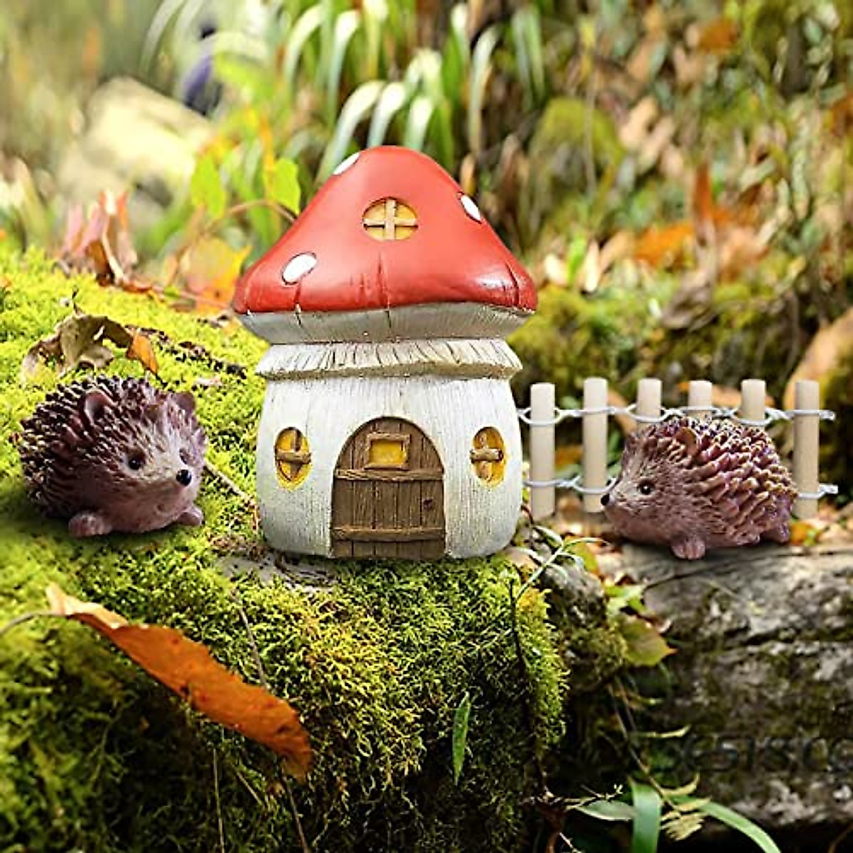 BEZALEL Fairy Garden Accessories Miniatures Fairy House Fairy Garden Kit for Kids Includes Fairy House Mini Hedgehog Fairy Garden Fence, Fairy Garden Kit for Plant Pots Patio Bonsai Terrariums Decor