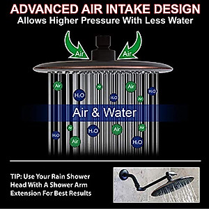 Waterfall Showerhead - 9 Inch Large Overhead Rain Shower Head - High Flow Best With Extension Arm, 2.5 GPM - Oil-Rubbed Bronze