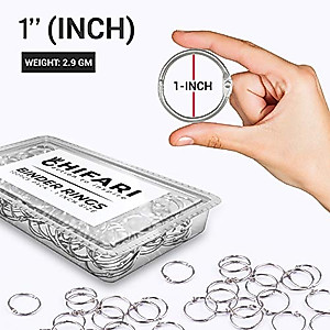 Hifari Binder Rings 100 Pack 1 Inch Nickel Plated Steel Metal Book Rings for Index Cards, Keychain, Heavy Duty Loose Leaf Paper Rings, Notebook and More – Home Office School Supplies - Silver