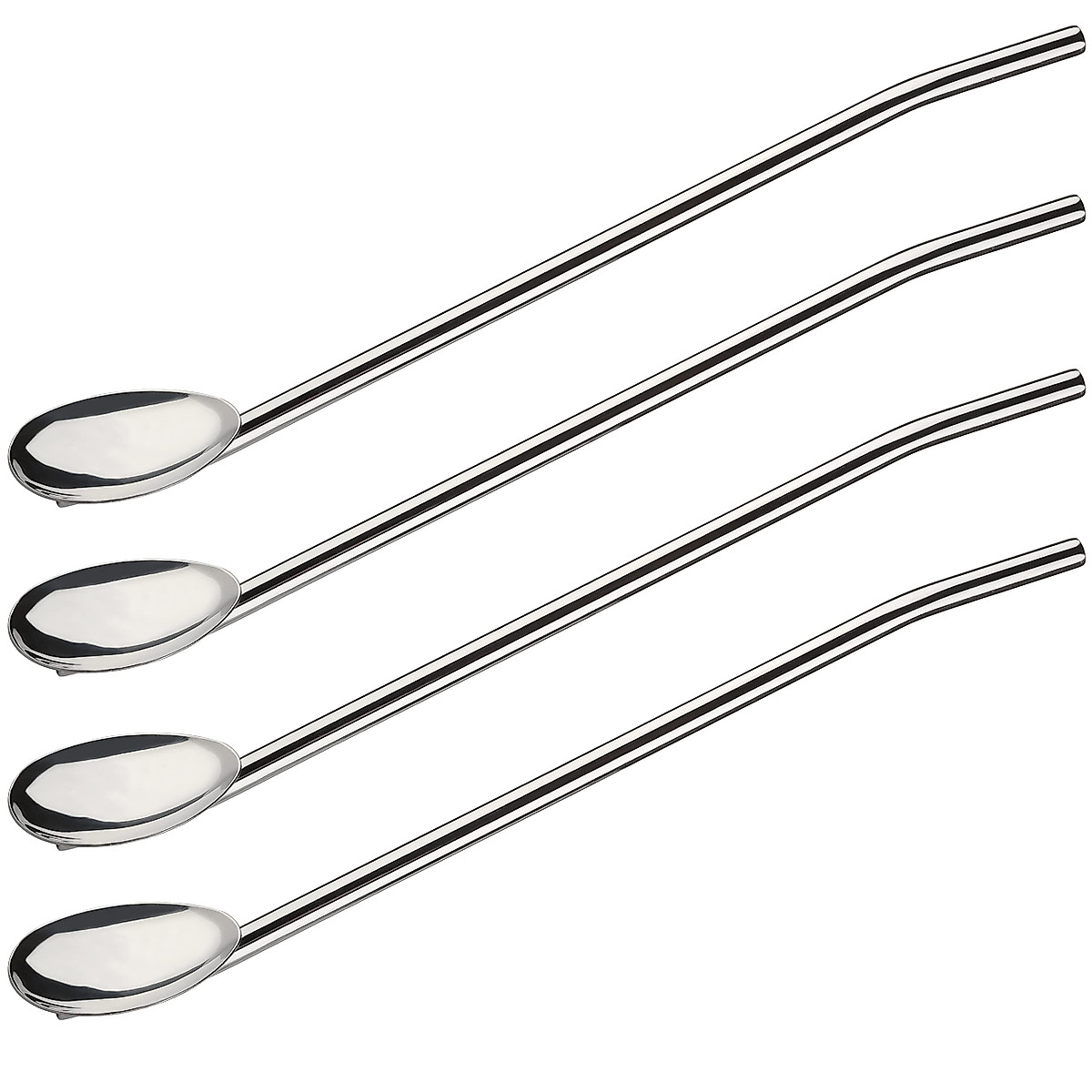 Ice Tea Spoons Long Stainless Steel Spoon Straw Bar Spoons Handle with Straw for Mixing Stirring Drinking (S-6)