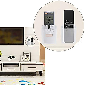 [2 Pack] Universal Remote Control Holder 7x6x3cm, Wall Mount Media Organizer - Pinowu Self-Adhesive Storage Box, Office Supply Accessories