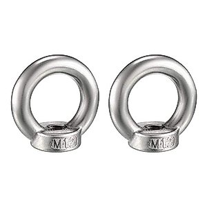 2 Pcs Lifting Eye Nut M12 Female Thread 304 Stainless Steel Round Shape for Rope Fitting （M12，2 Pcs）