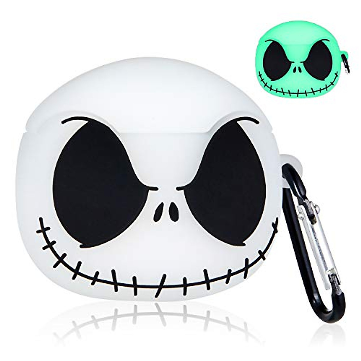 BKKYO for Airpod 2/1 Case Soft Silicone Cute Cartoon Kawaii Funny Cover Protective Skin Accessories Keychain Kids Teens Cases for Air Pods 1/2 Compatible with Airpods 2&1, Luminous Skull