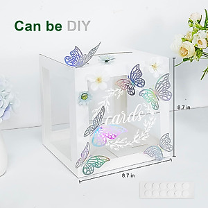 LIKAJON 1 Pack Wedding White Card Box, Transparent White Gift Card Box for Wedding Decorations for Reception, Money Box for Bridal Shower Decorations Party Reception Anniversary Baby Shower