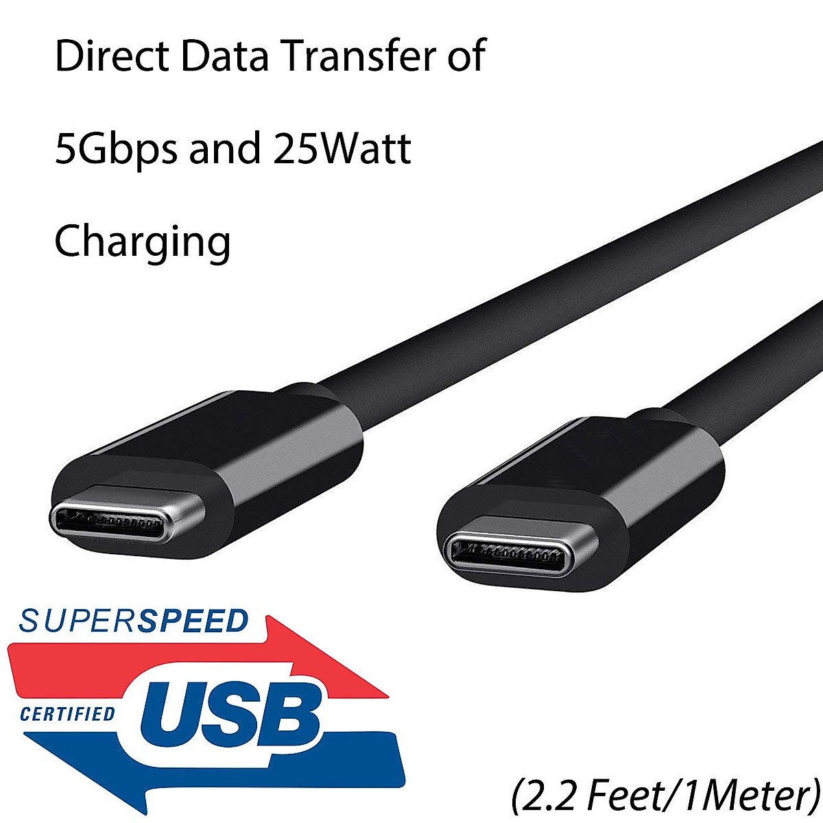 USB Type-C Direct Charging and Data Cable Compatible with Sony WF-1000XM4 with Dual 2 5Gbps USB-C Connectors! (625MB/s)