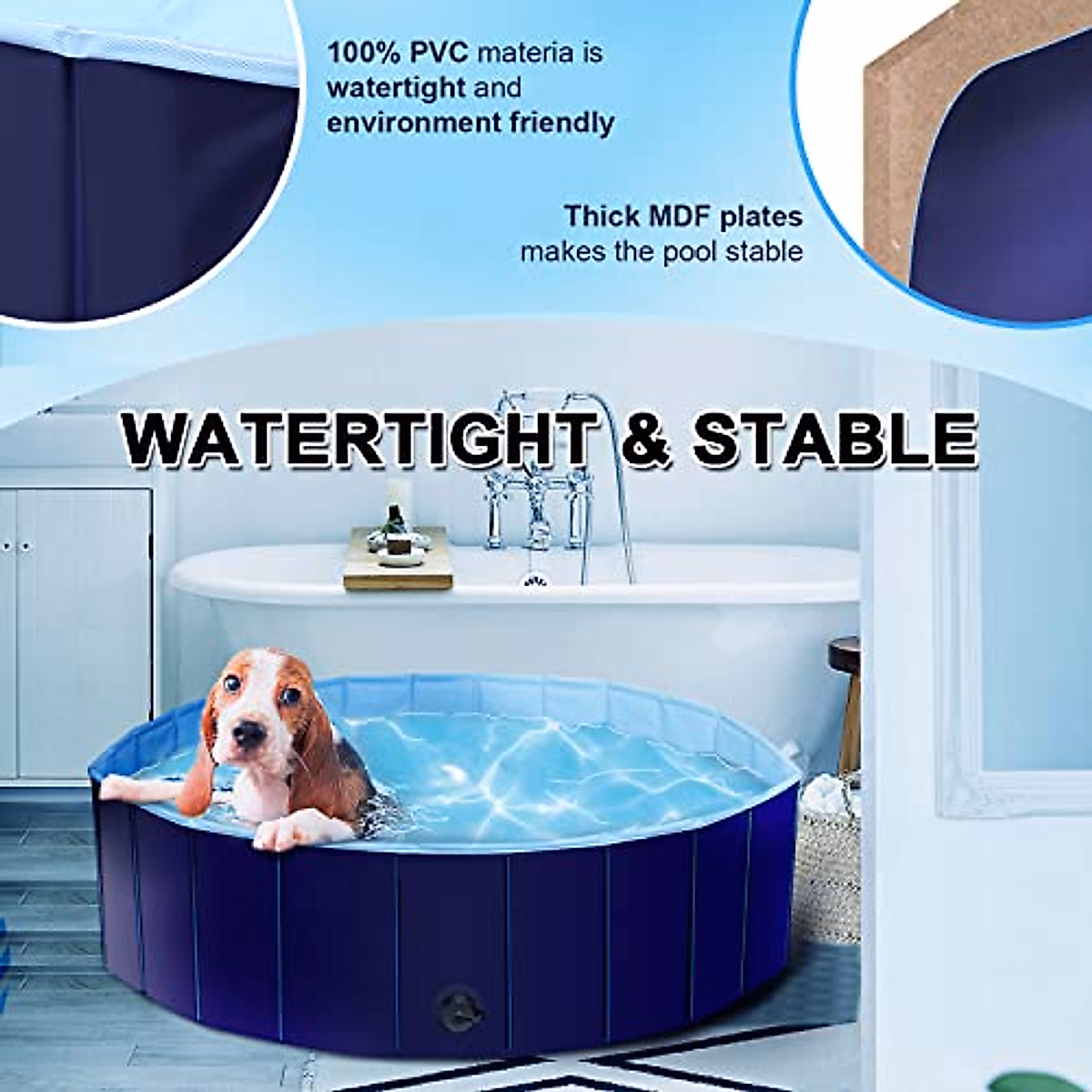 47 inch Large Dog Swimming Pool,Foldable Dog Pool Collapsible Hard Plastic Dog Swimming Pool Portable Bath Tub for Kids Dogs and Cats Pet Wading Pool for Indoor and Outdoor