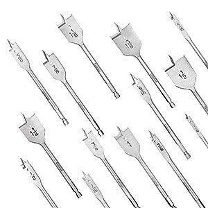 Luckyway 13-Piece 1/4 Inch to 1-1/2 Inch Spade Drill Bits Set for Wood, Plastic, Aluminum Hole Cutting