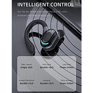 Wireless Earbuds with Earhooks Single Bluetooth Earpiece Sports Headphones Over the Ear Running Workout Wrap Around Earbuds 8H Long Battery Life Waterproof Noise Cancelling Headset for Android iOS