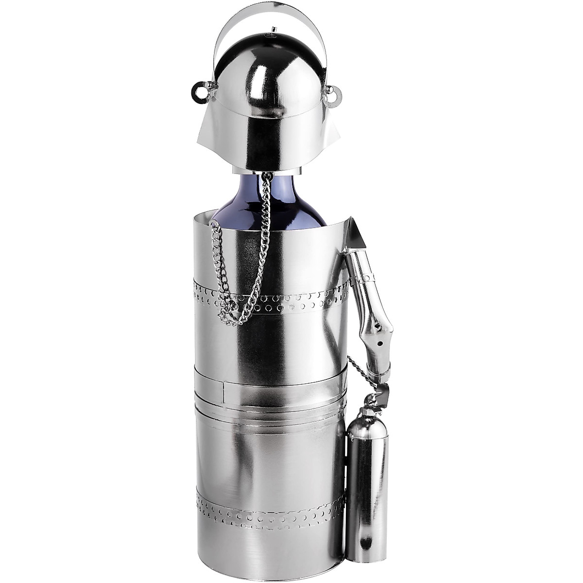 BRUBAKER Wine Bottle Holder Firefighter - Metal Sculpture - Wine Rack Decor - Tabletop - with Greeting Card