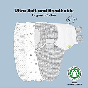 3-Pack Organic Baby Swaddle Sleep Sacks - Newborn Swaddle Sack - Ergonomic Baby Swaddles 0-3 Months - Baby Sleep Sack - Baby Swaddle Blanket Wrap - Baby Swaddle Sack - Baby Swaddle Wrap (Nordic)