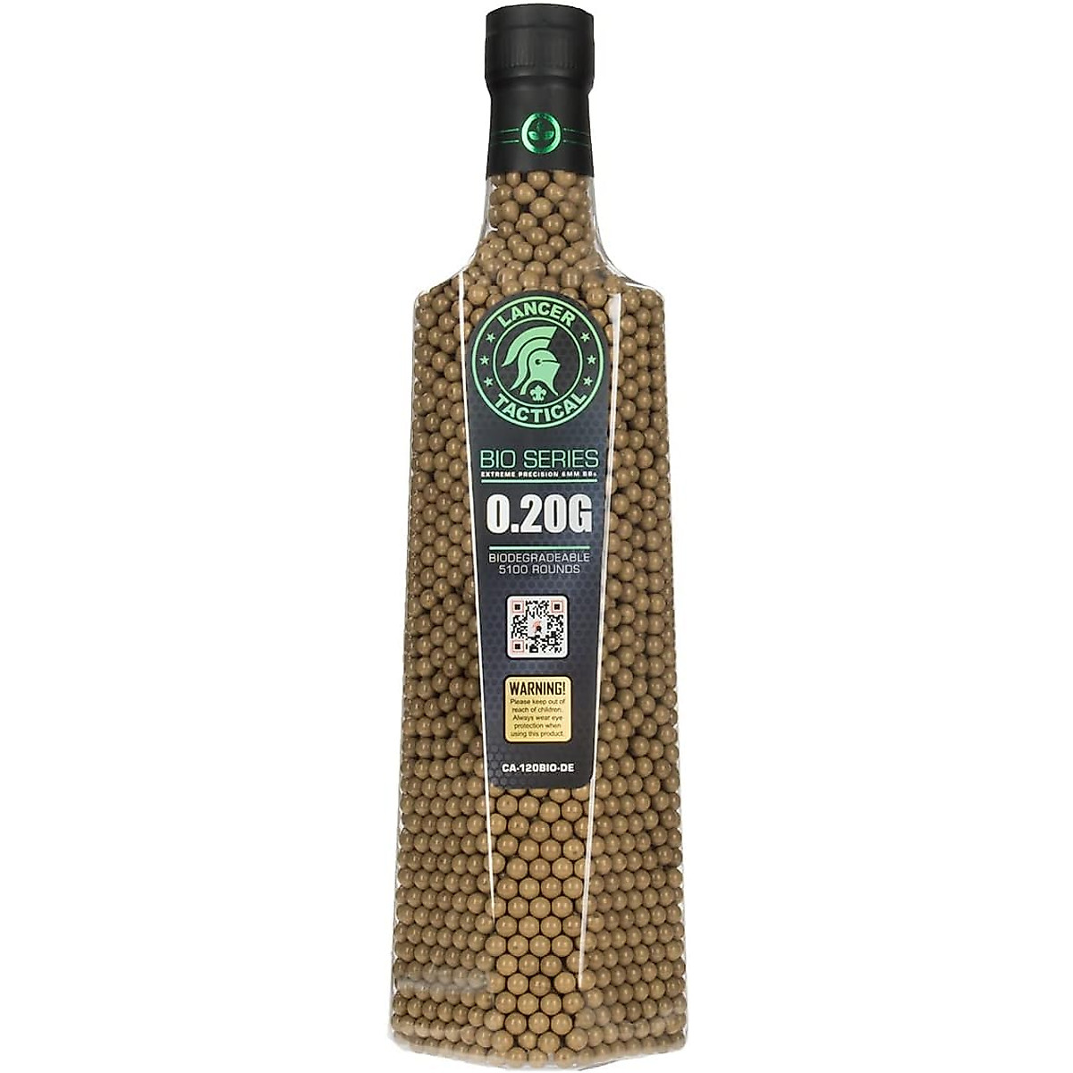 Lancer Tactical Biodegradable Airsoft BBS Premium Polished 6mm-5,100 Count-Certified (Dark Earth, 0.20g)