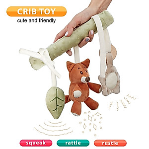 Crib Toys Accessories – Baby Crib Toys Hanging for Girls and Boys, Stroller and Car Seat Toys, Plush Rattle Toys with Sound, for Babies 3-12 Months