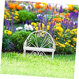 HOOTNEE 1pc Micro Landscape Double Chair Metal Decor Flower Pot Decorations Plant Decorations Garden Supplies Mini Bench Chair Mini Garden Bench Wrought Iron White Bench Adornment Metal