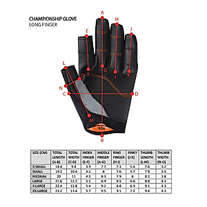 Gill Championship Sailing Gloves - Long Fingers with Exposed Finger and Thumb - Dura-Grip Fabric 50+ UV Sun Protection & Water Repellent