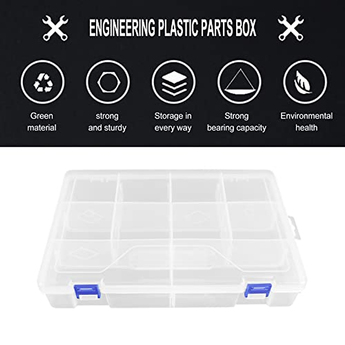 Housoutil 1 pc Bins Container Clear Hardware Tools Basket Plastic Organizer Case Parts Lids Compartment Art Components Bin Pvc Crafts Storage Accessory Desktop for With Diy Electronic Cases