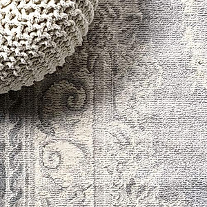 JONATHAN Y MDP401B-8 Rosalia Cottage Medallion Indoor Area-Rug Vintage Bohemian Easy-Cleaning Bedroom Kitchen Living Room Non Shedding, 8 ft x 10 ft, Ivory/Gray