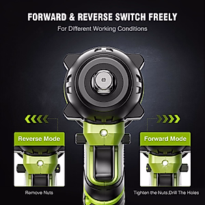 Robustrue Cordless Impact Wrench, 406Ft-lbs (550N.m) Brushless 1/2 inch Impact Wrench, 2800RPM High Torque Impact Gun, 2x 4.0Ah Battery, Charger, 4 Sockets, Electric Impact Wrench for Car Home