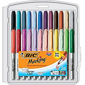 BIC Intensity Fashion Permanent Markers, Fine Point, Assorted Colors, 24-Count (packaging may vary)