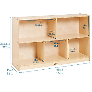 ECR4Kids - ELR-0420 Birch 5-Section School Classroom Storage Cabinet with Casters, Natural, 30" H