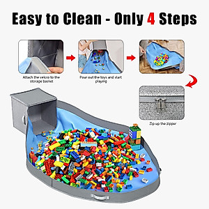 Zxyculture Toy Storage Organizer and Play Mat - Stackable and Foldable Cube Toy Organizers and Storage Bins for Boys and Girls 13"x13"x13" (Warm Grayish Beige)