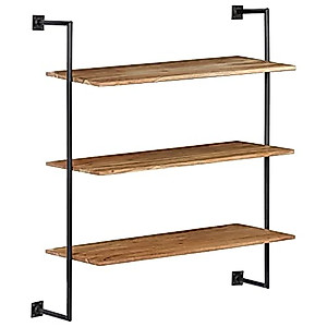 iFCOW Wall Shelf Floating Shelves Wall Shelves Decorative Storage Shelves for Bathroom Kitchen Bedroom Office 37"x13.7"x44.4" Solid Acacia Wood